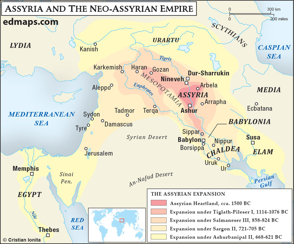 Assyria in Five Maps - Present History Maps